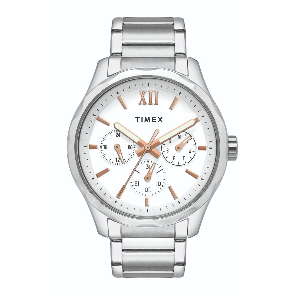 Timex Empera Men's White Dial Round Case Multifunction Function Watch ...