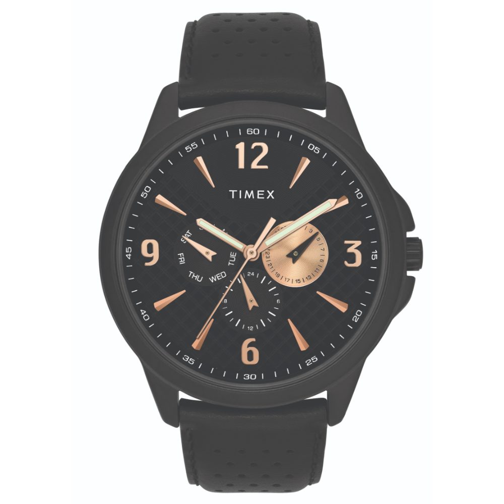 Timex Fashion Men's Black Dial Round Case Multifunction Function Watch ...