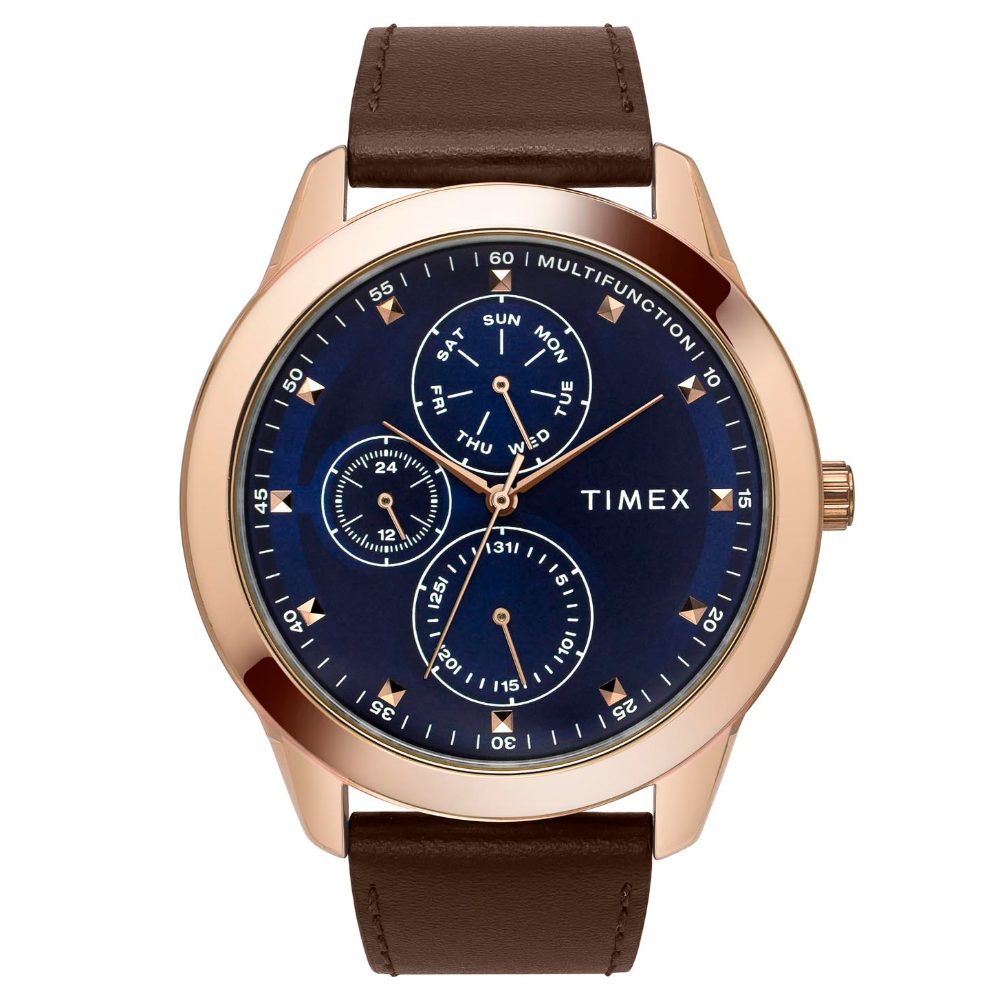 Timex Fashion Men's Blue Dial Round Case Multifunction Function Watch ...