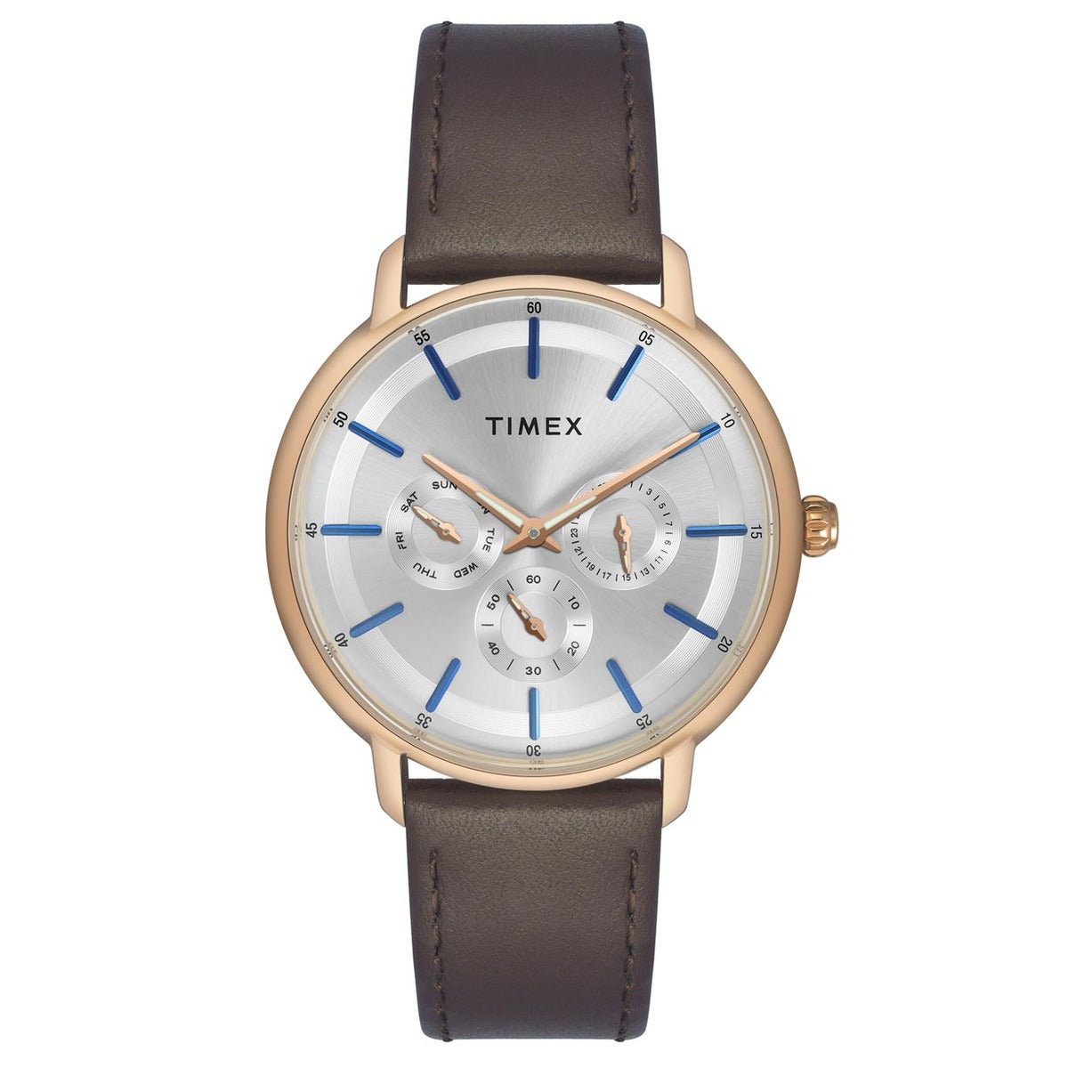 Timex Fashion Men's Silver Dial Round Case Multifunction Function Watc ...