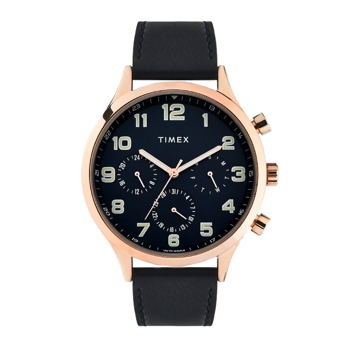 Timex Fashion Men's Blue Dial Round Case Multifunction Function Watch ...