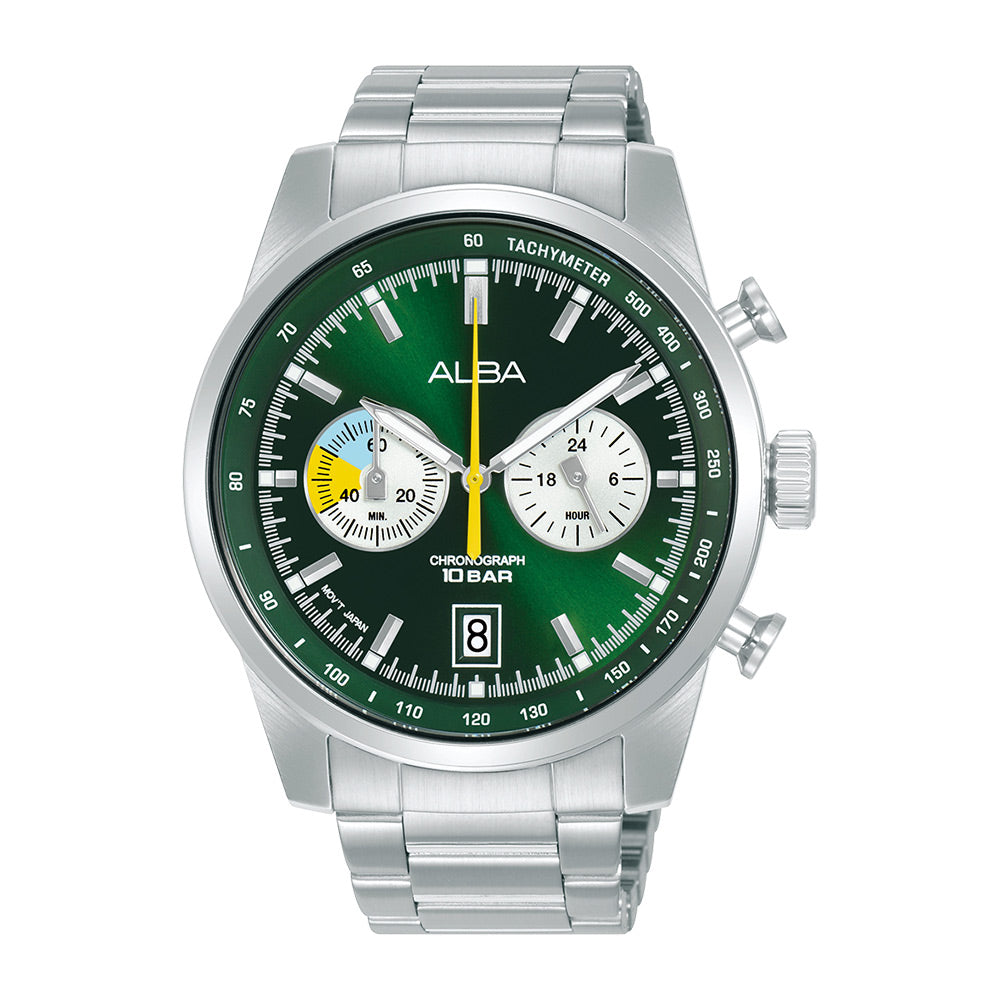 Alba A4B007X1 Forest Green + White Dial Chronograph – The Watch Factory